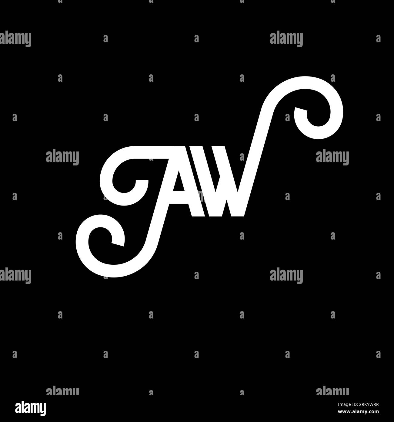 AW letter logo design on black background. AW creative initials letter ...