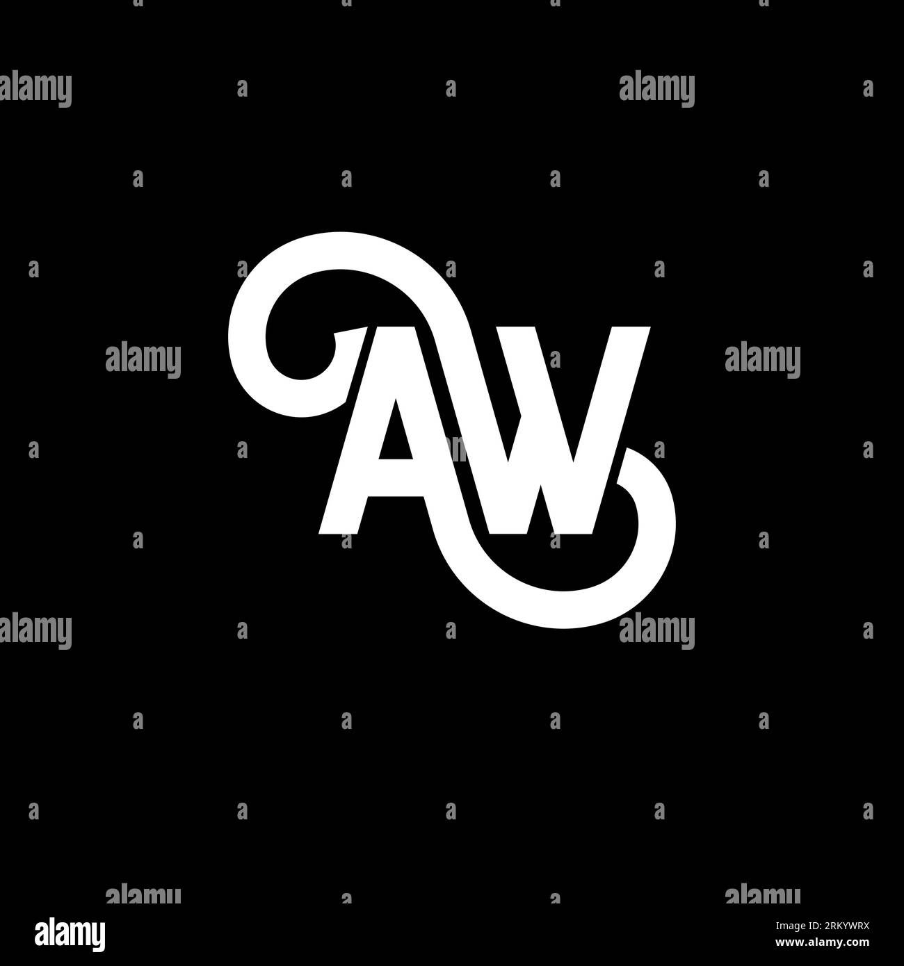 AW letter logo design on black background. AW creative initials letter ...