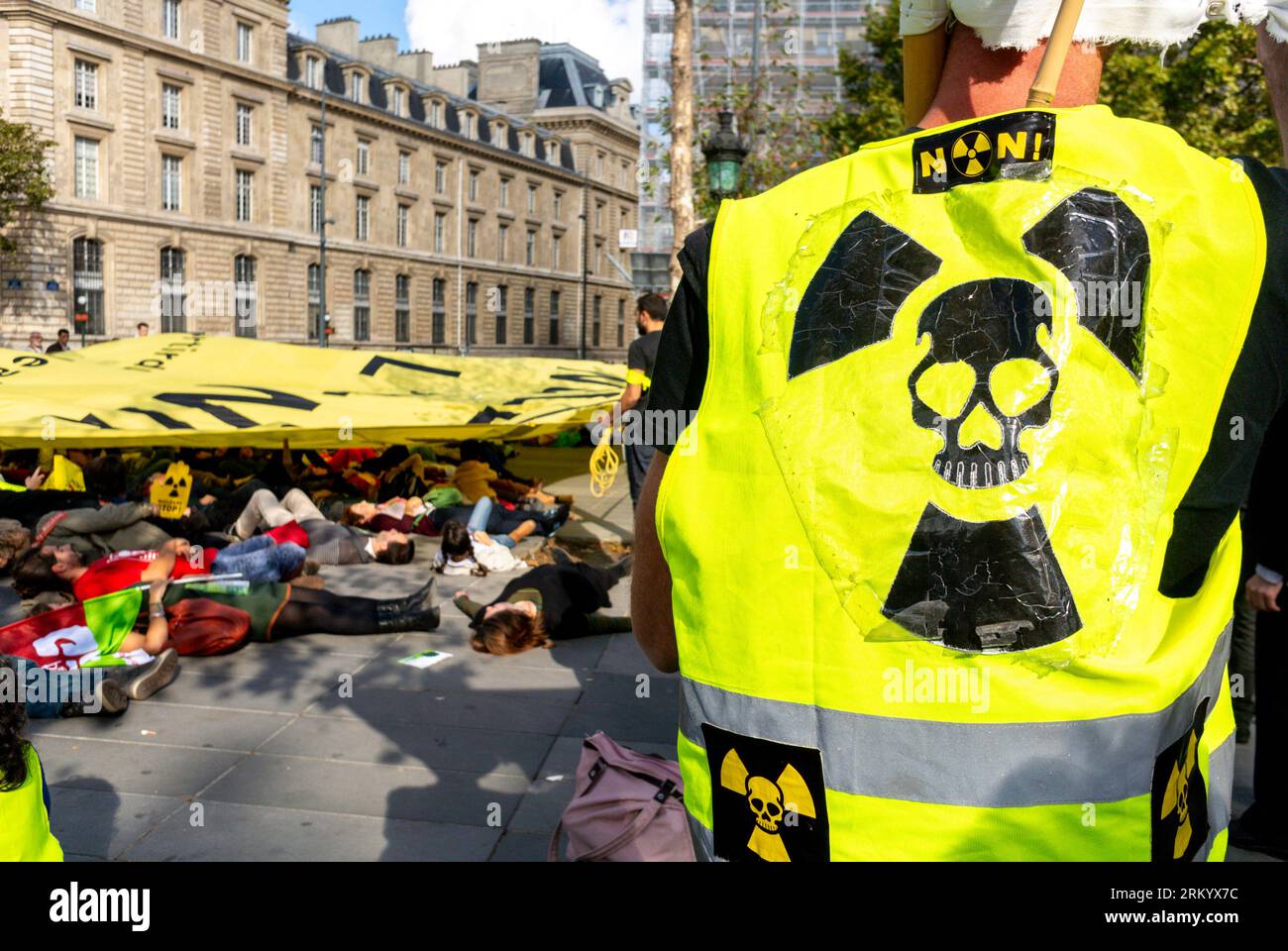 Paris, France, Large Crowd of People, Laying Down on Town Square ...