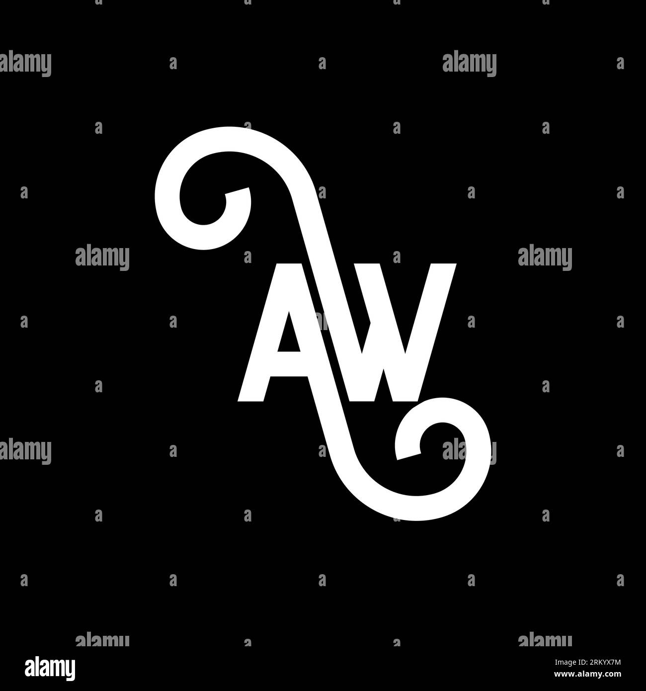 AW letter logo design on black background. AW creative initials letter ...