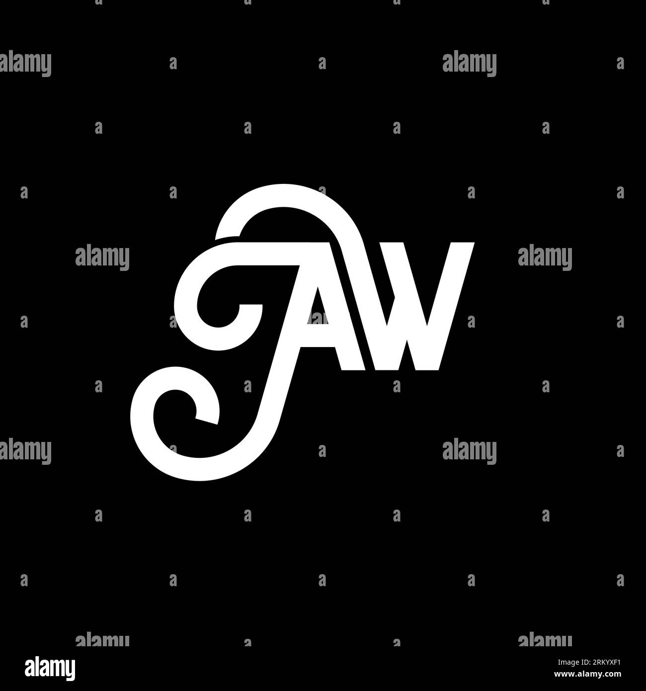 AW letter logo design on black background. AW creative initials letter ...