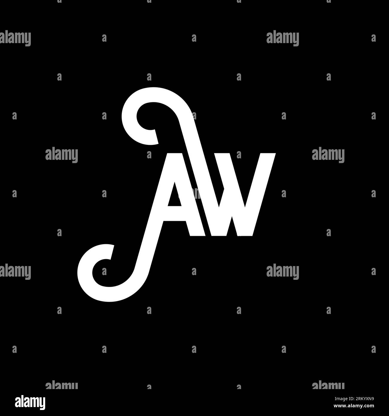 AW letter logo design on black background. AW creative initials letter ...