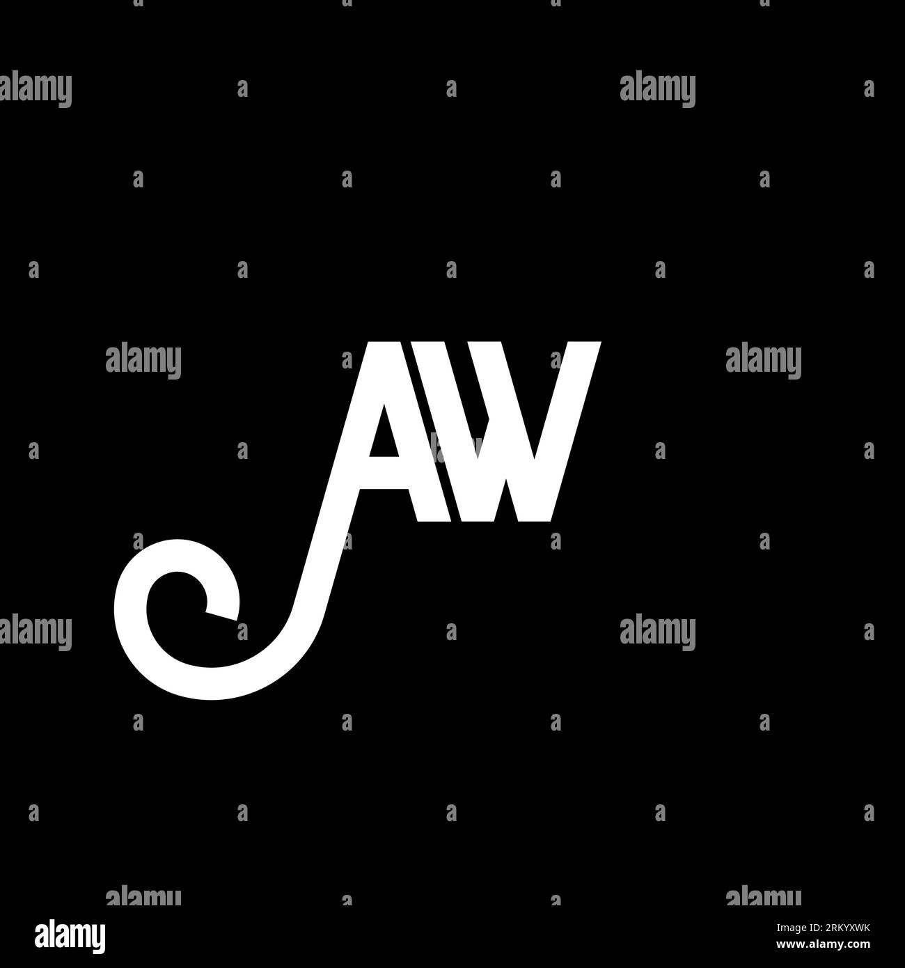 AW letter logo design on black background. AW creative initials letter ...