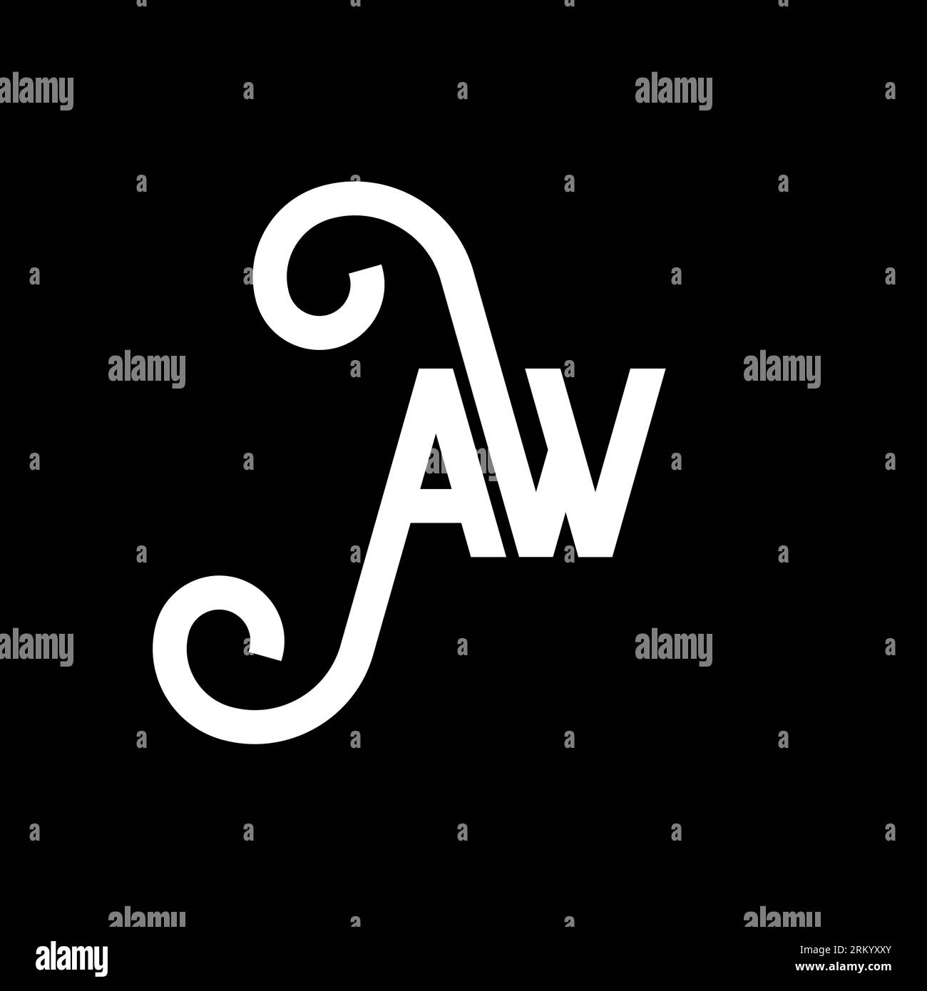 AW letter logo design on black background. AW creative initials letter ...