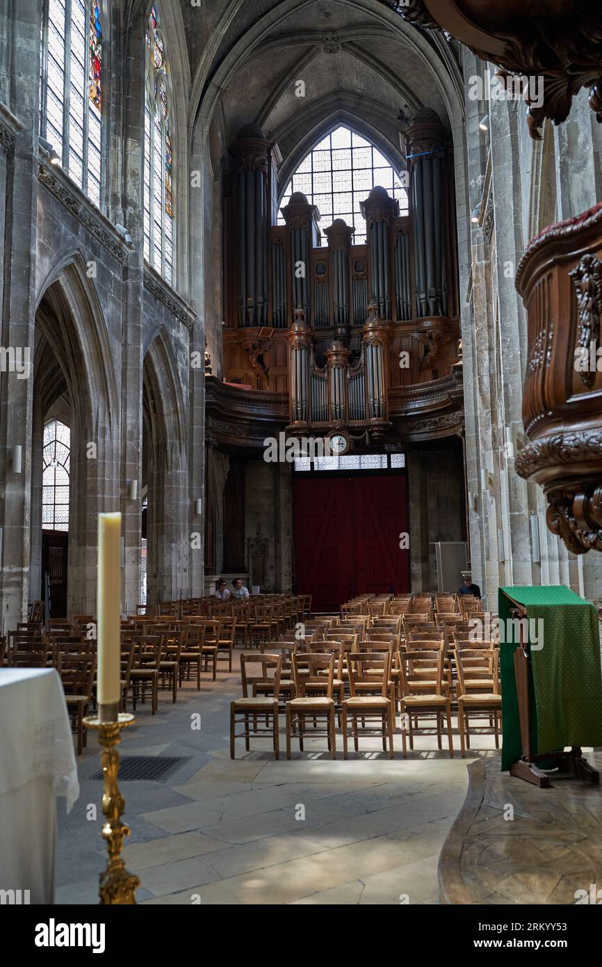 Paris, France -July 14, 2023 - Paris Gothic style Church of Saint-Merry ...