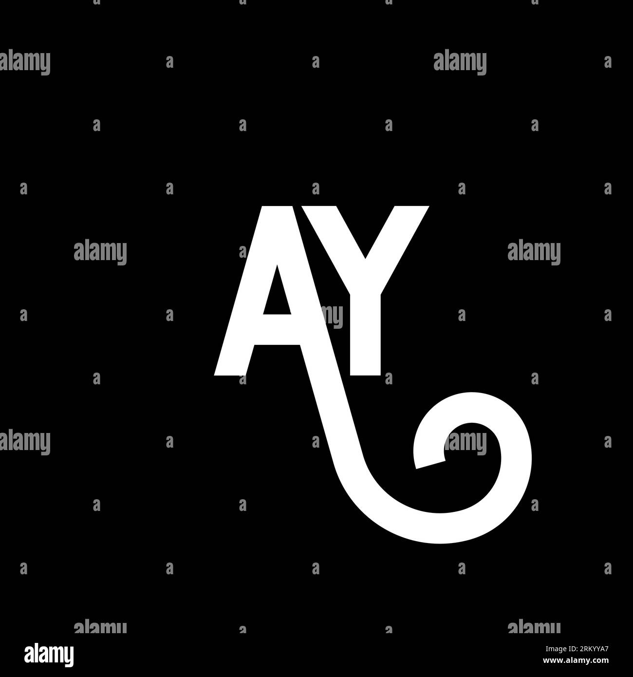 AY letter logo design on black background. AY creative initials letter ...
