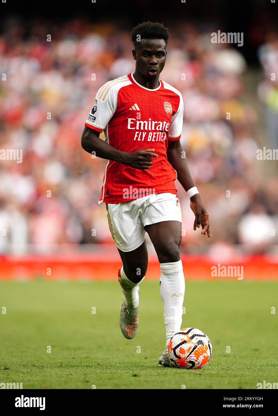 Arsenal's Bukayo Saka in action during the Premier League match at the ...