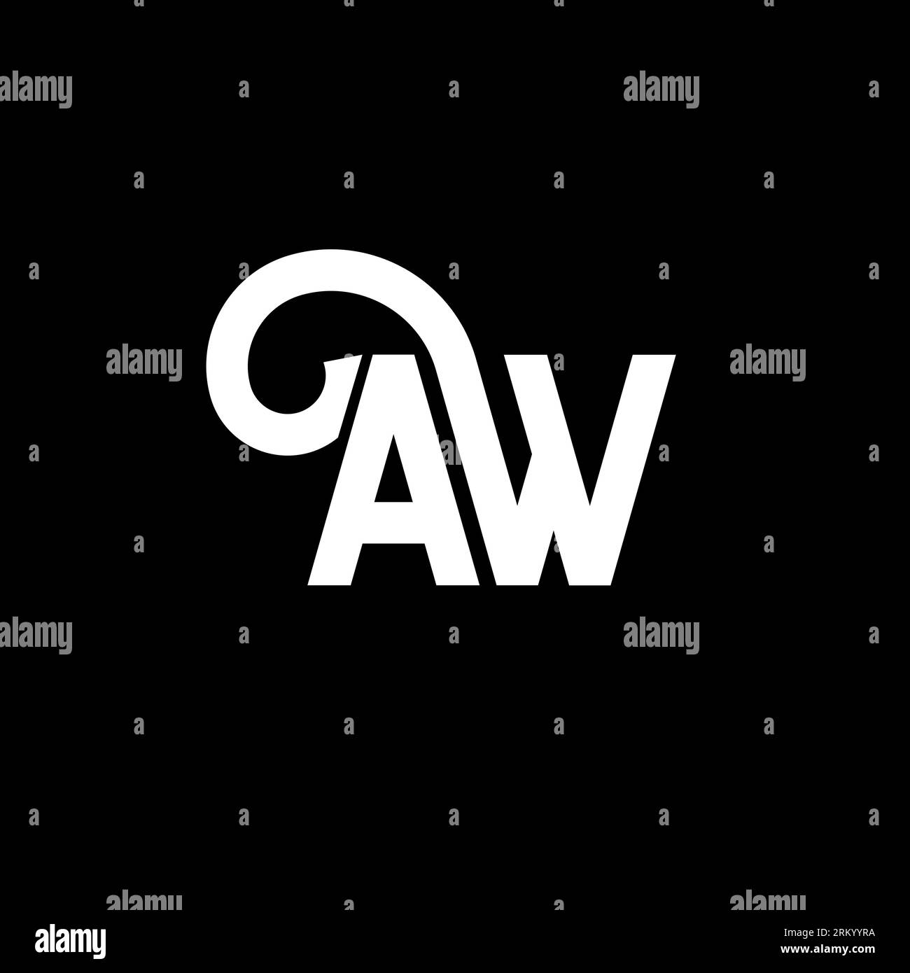 AW letter logo design on black background. AW creative initials letter logo concept. aw letter ...