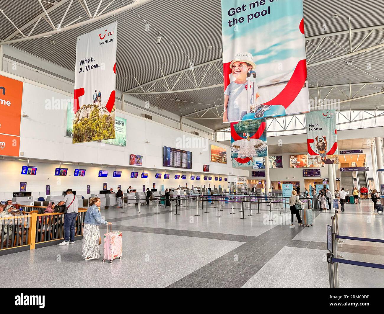 Interior departures terminal at newcastle international airport hi-res ...