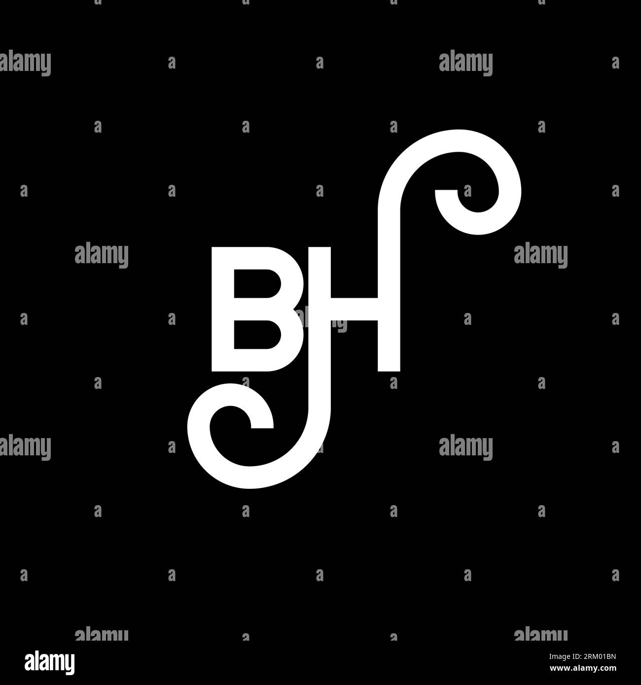 BH letter logo design on black background. BH creative initials letter ...
