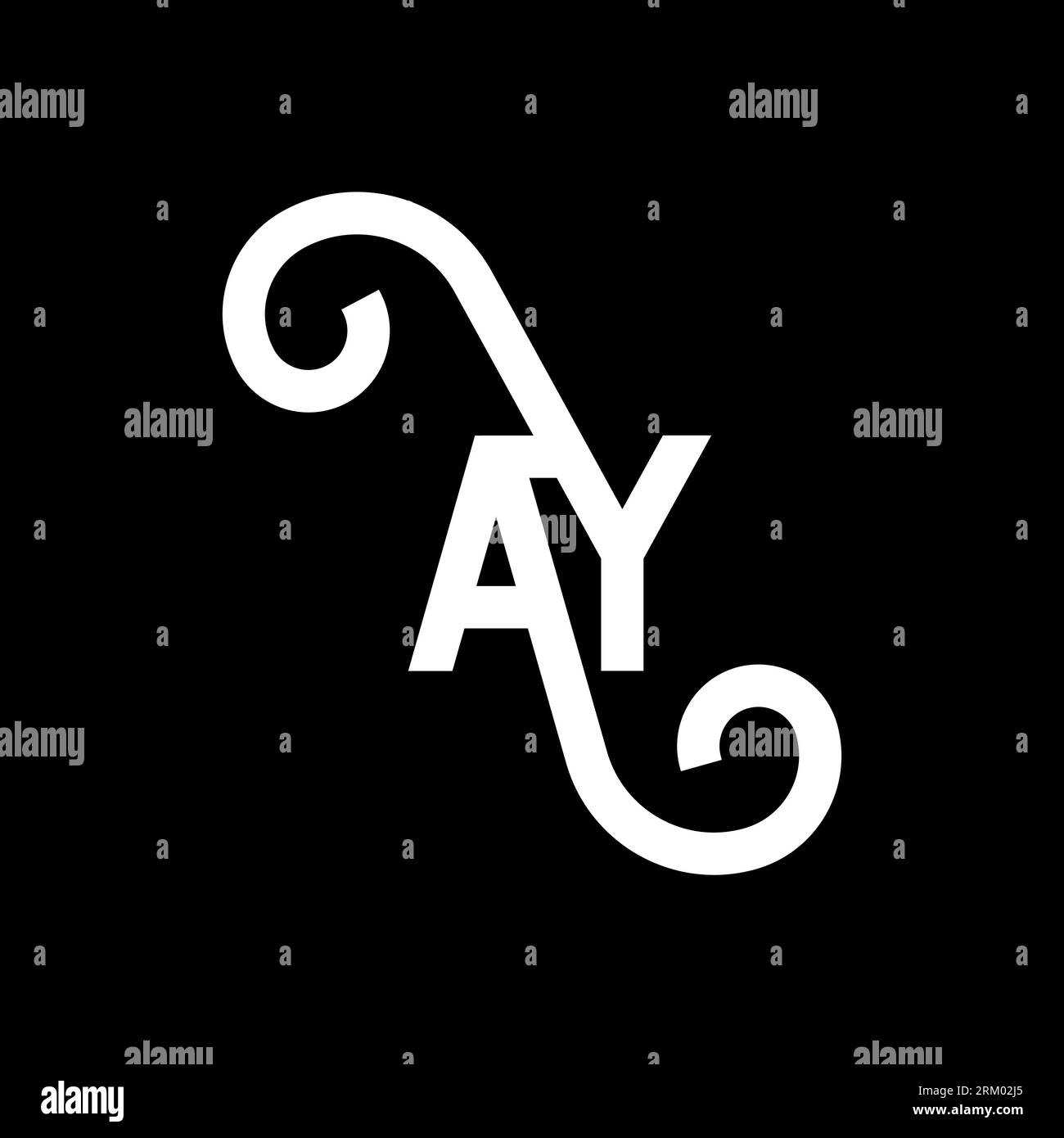 AY letter logo design on black background. AY creative initials letter ...
