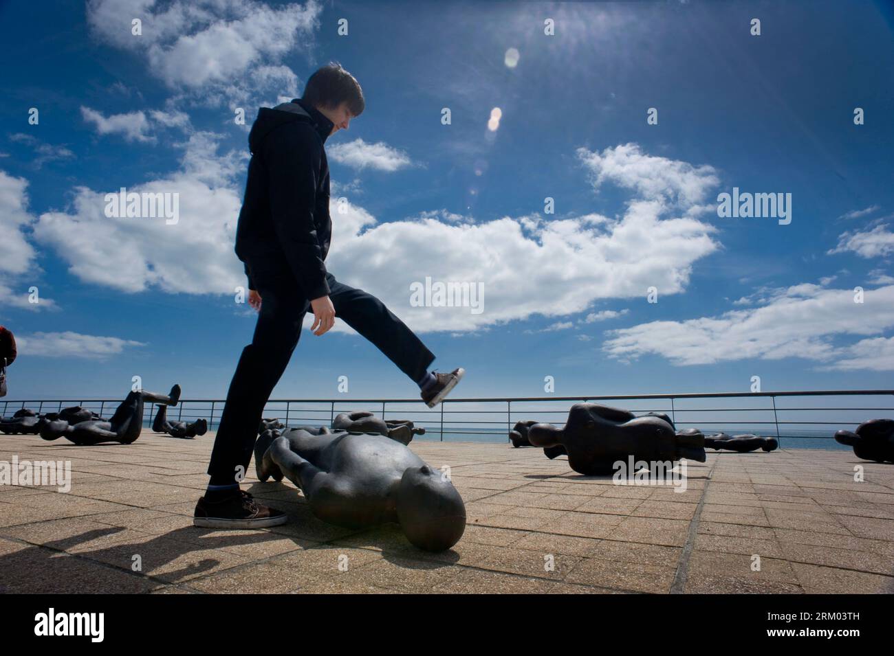 Antony Gormley's "Critical Mass", consisting of sixty life-size iron ...