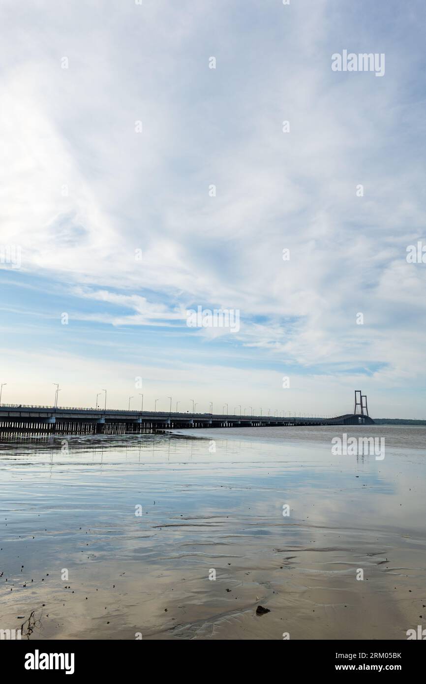 The Suramadu Bridge view in Surabaya, Indonesia. The longest bridge in ...