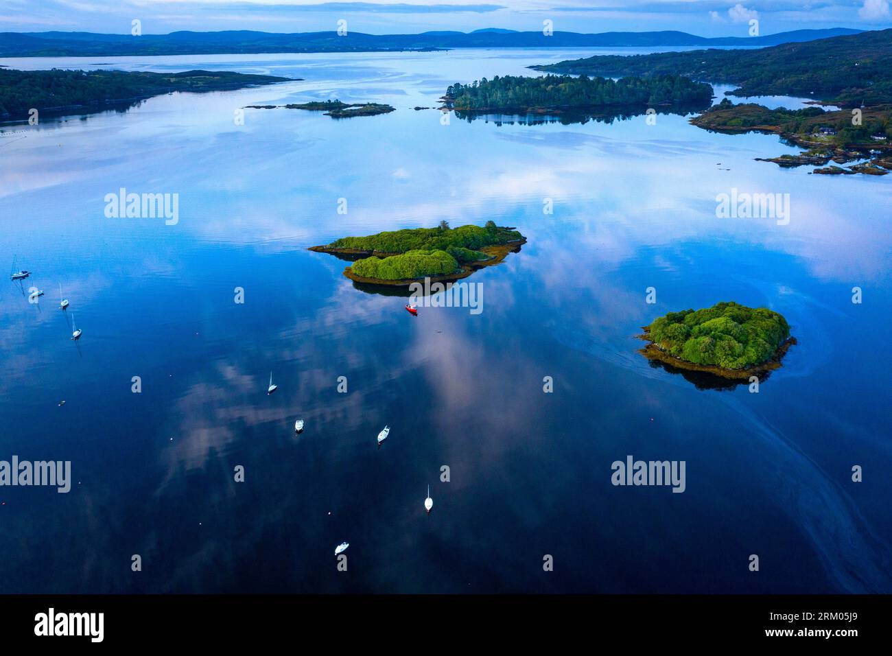 Aerial view of Bantry Bay and Garinish Island, Glengarriff, County Cork ...