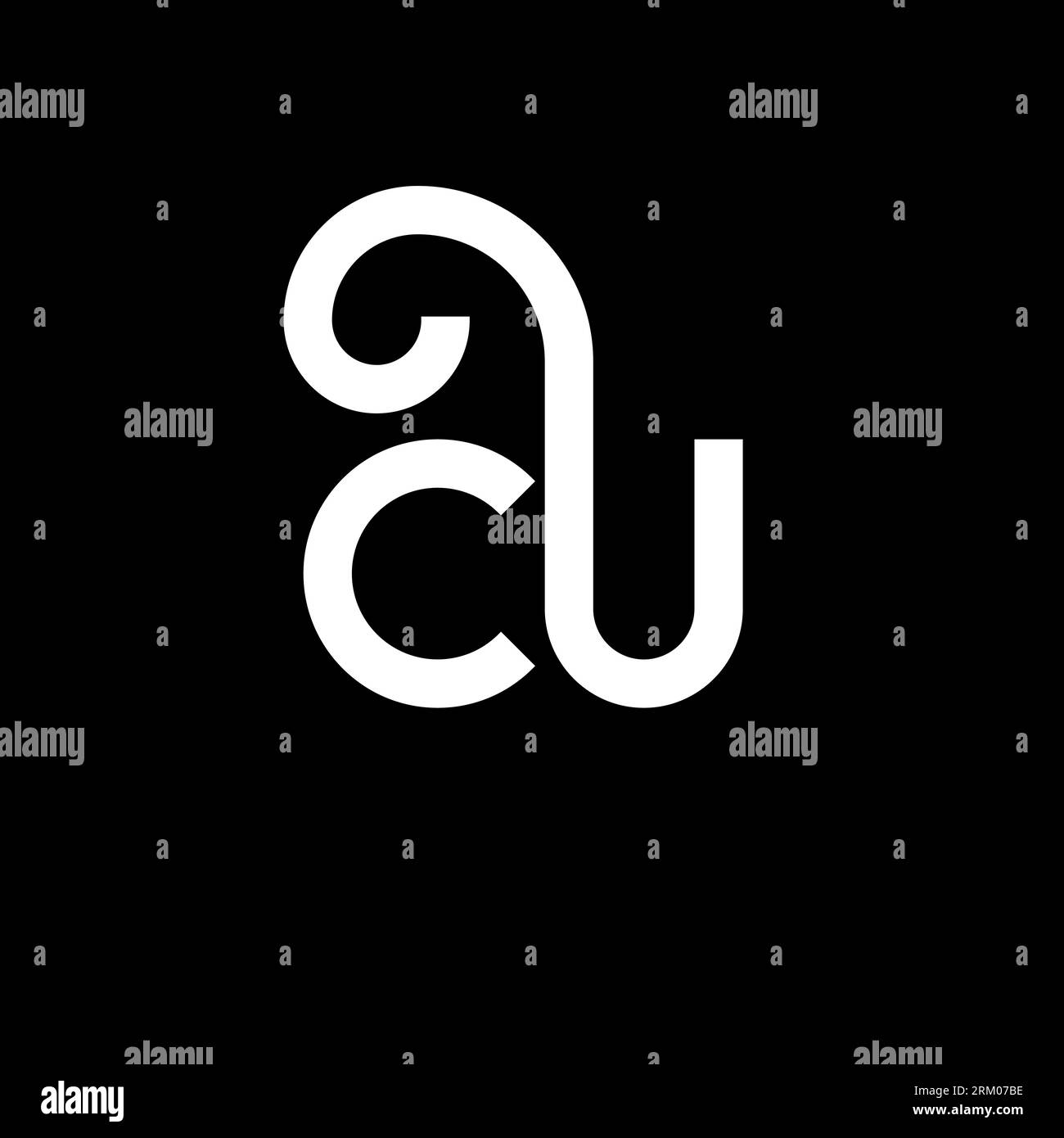 CU letter logo design on black background. CU creative initials letter ...