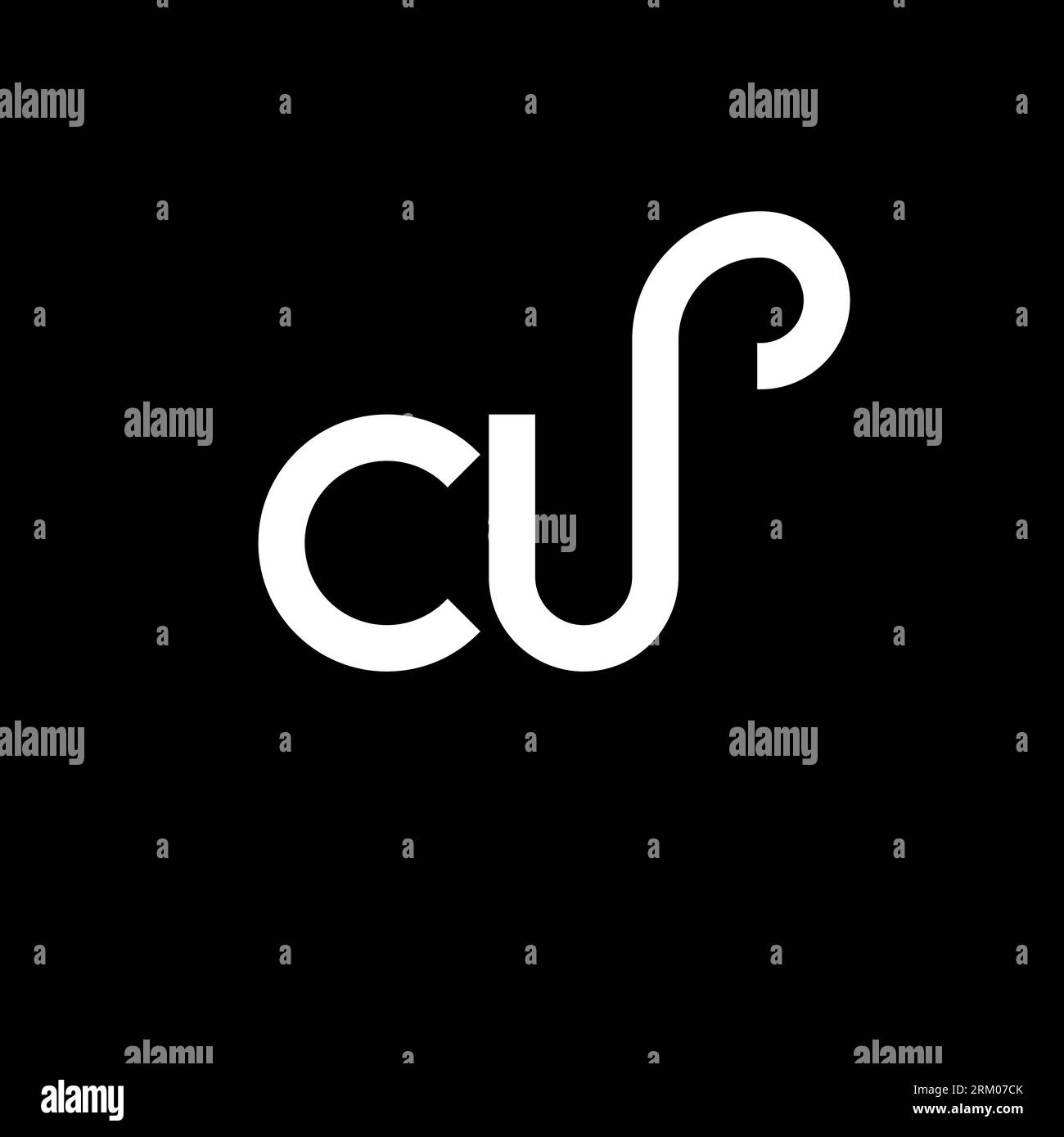 CU letter logo design on black background. CU creative initials letter ...