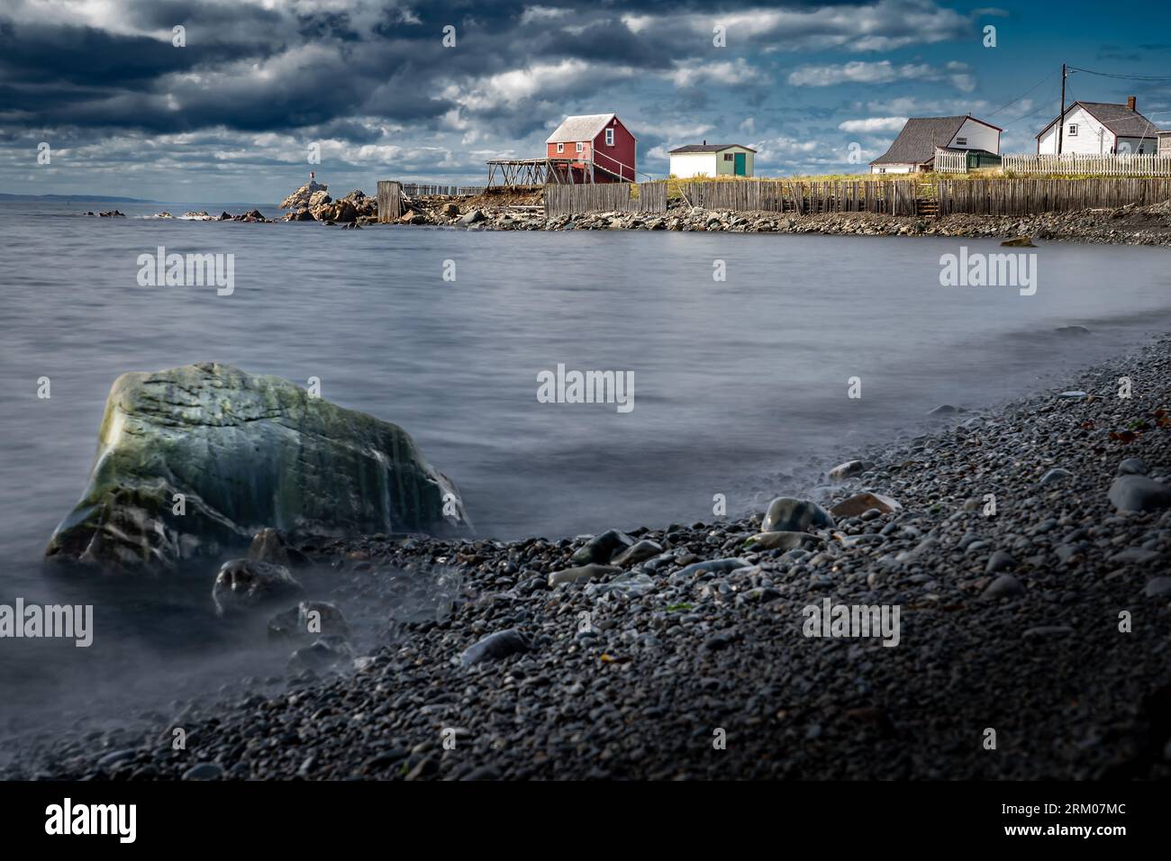 Long exposure East coast scene of distant Atlantic traditional homes in ...