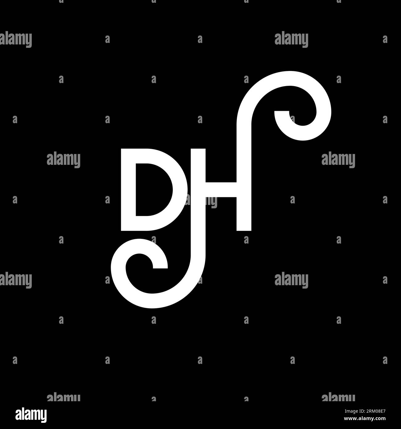 DH letter logo design on black background. DH creative initials letter ...