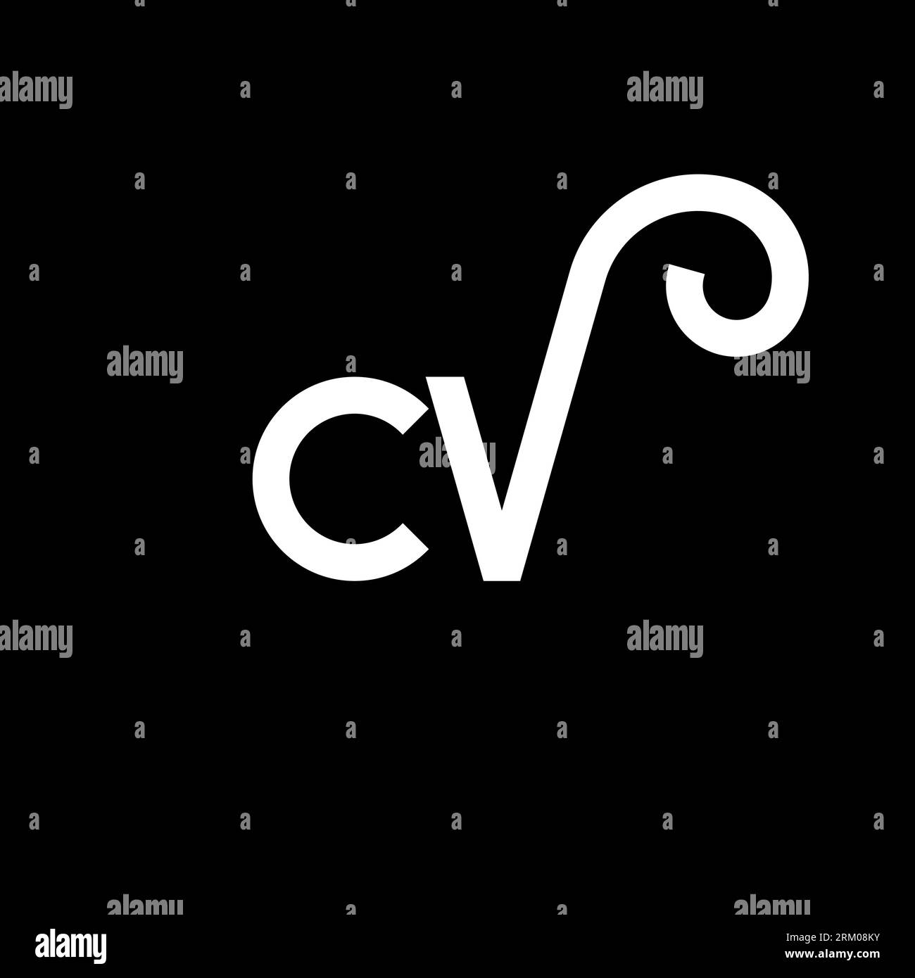 CV letter logo design on black background. CV creative initials letter ...