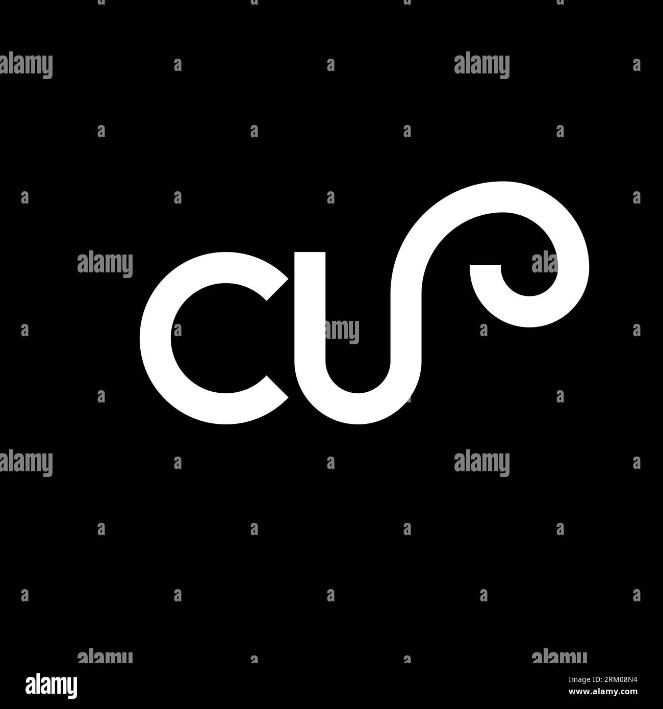 CU letter logo design on black background. CU creative initials letter ...