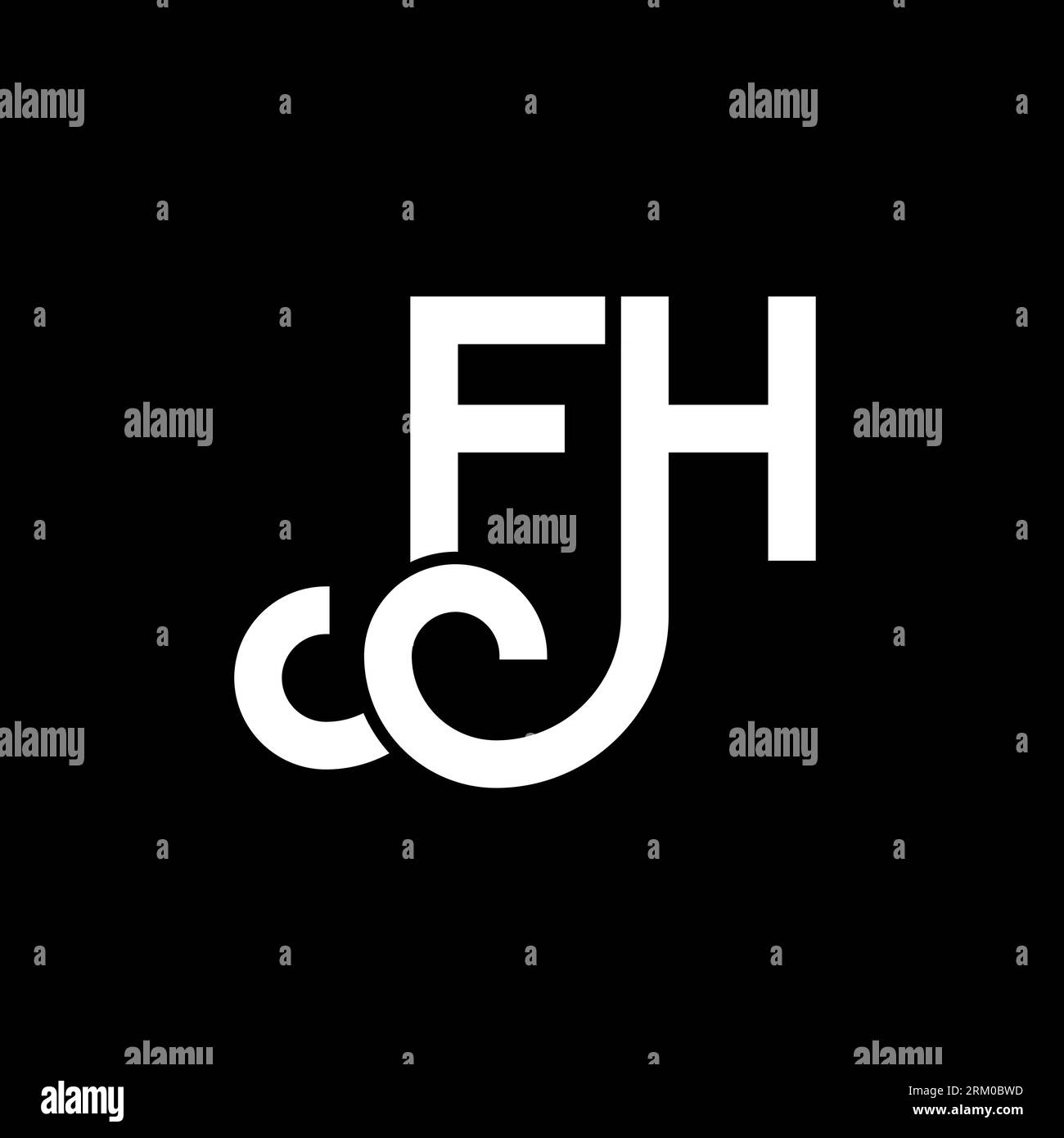 FH letter logo design on black background. FH creative initials letter ...