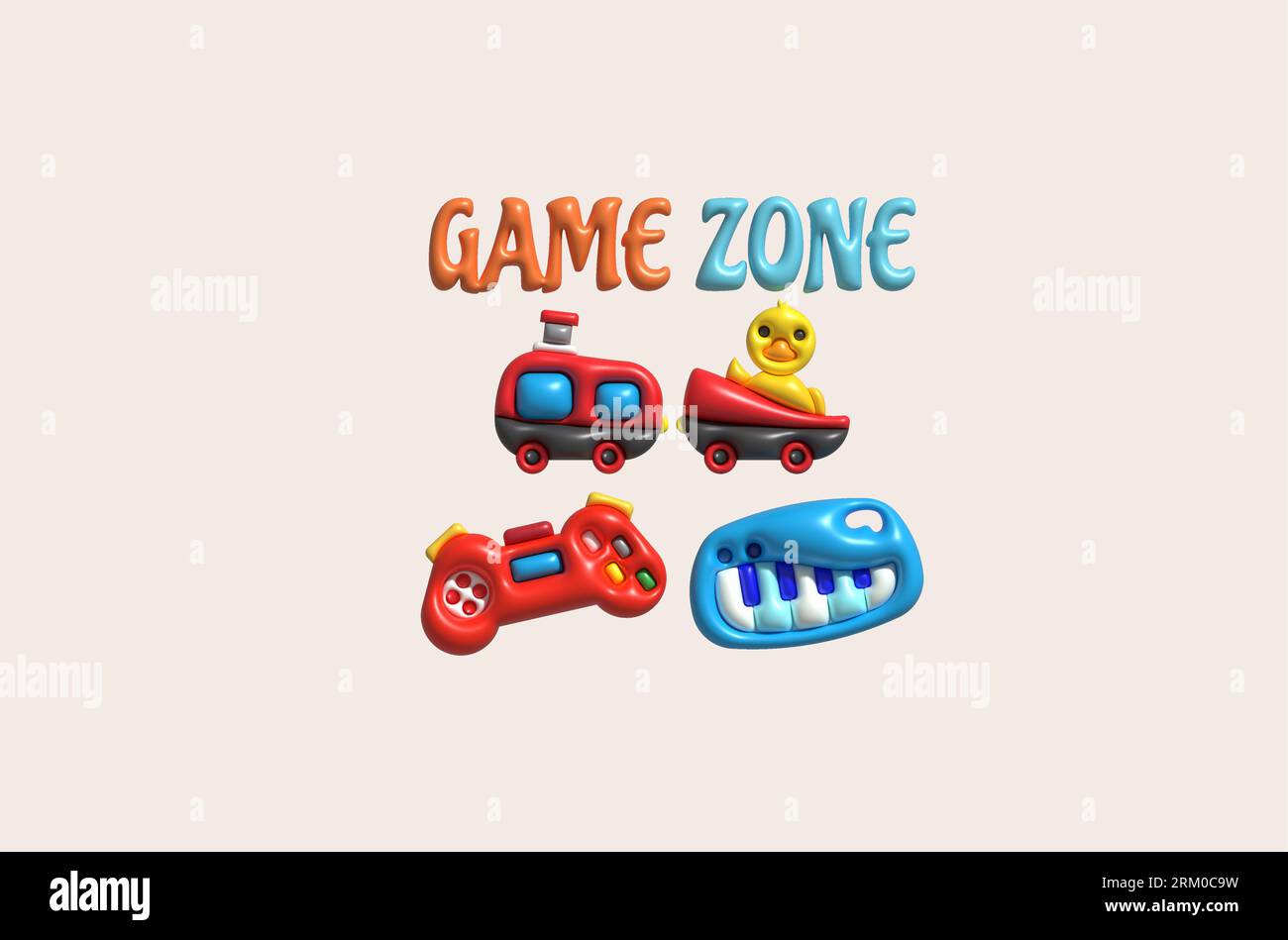 3D illustration letters game zone game creative and toys.Kids toys ...