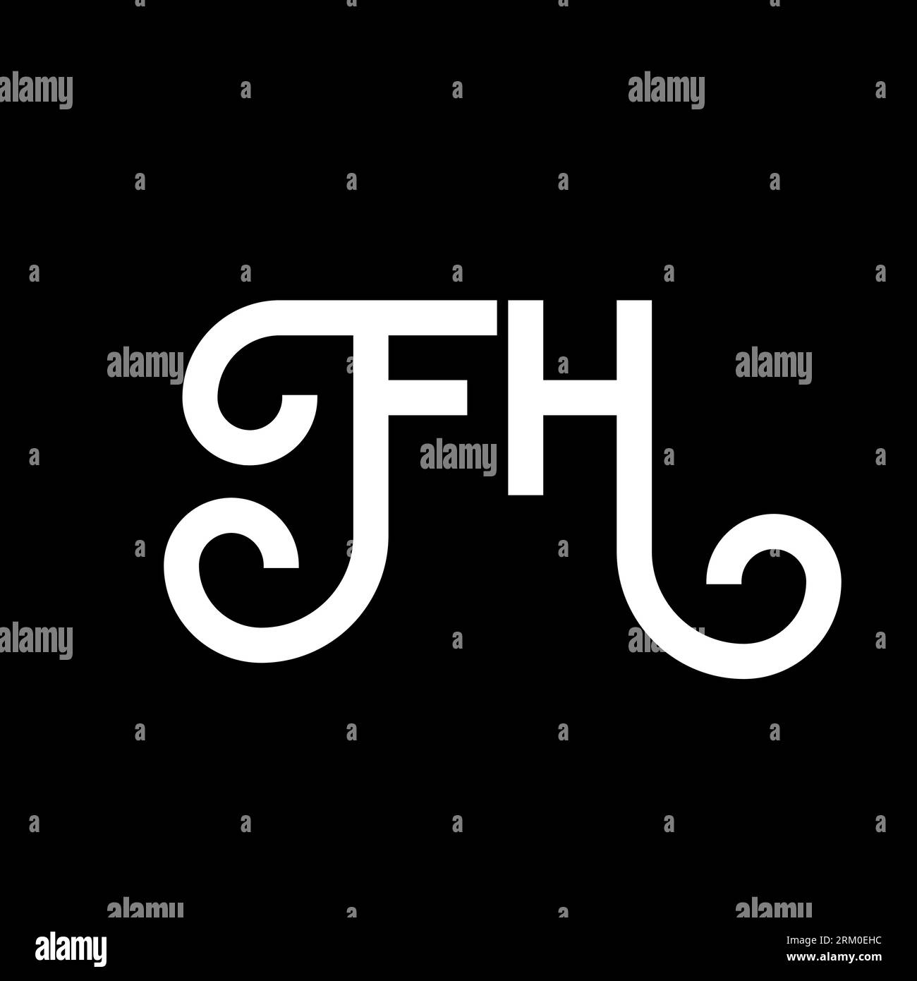FH letter logo design on black background. FH creative initials letter ...