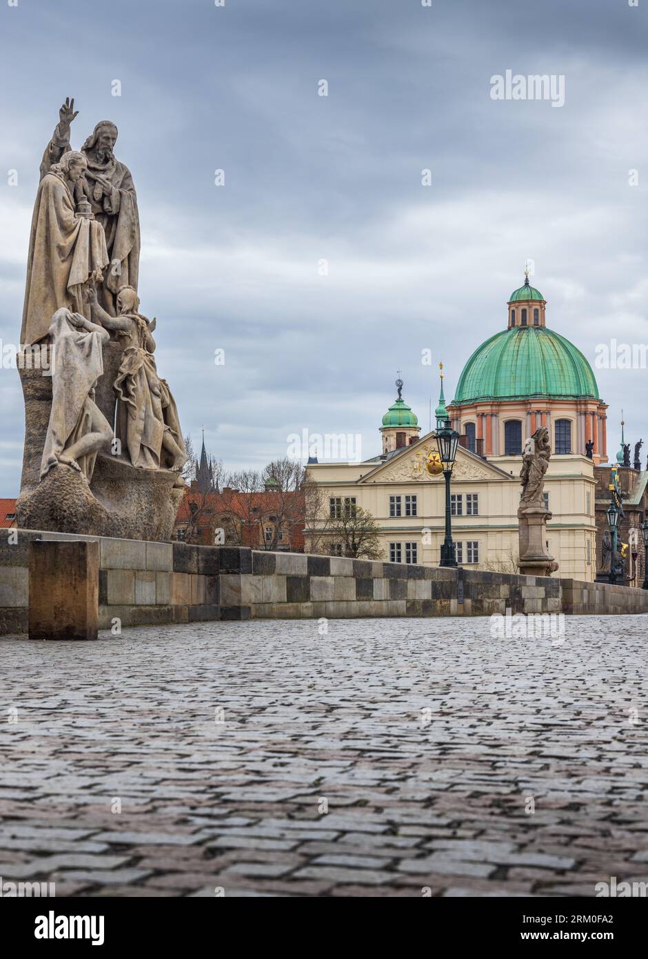 Statue of Saint Cyril and Saint Methodius from Charles bridge in Prague ...