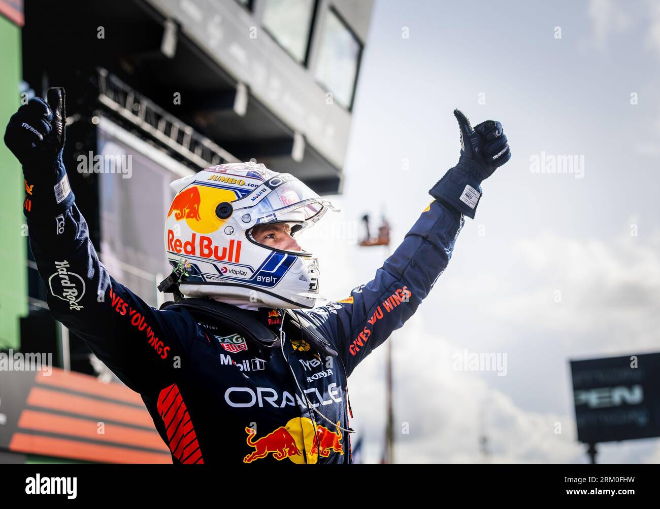 ZANDVOORT - Max Verstappen (Red Bull Racing) cheers after taking pole ...