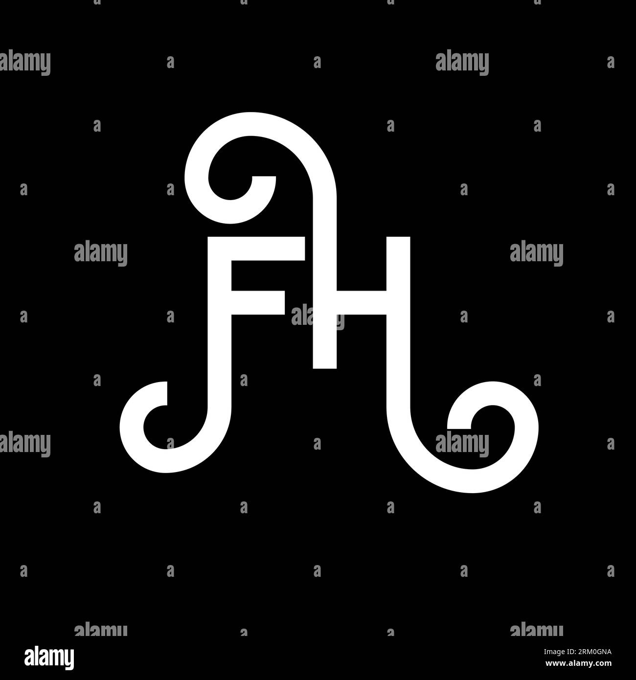 FH letter logo design on black background. FH creative initials letter ...