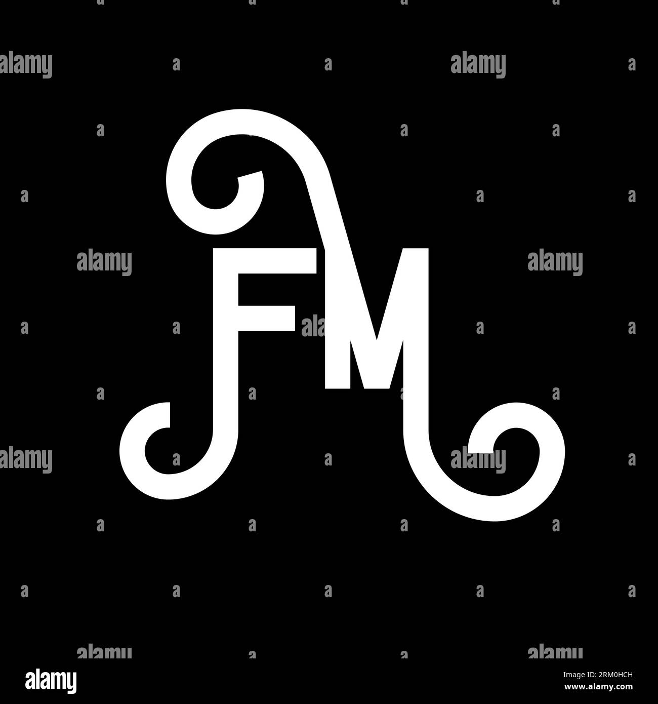 FM letter logo design on black background. FM creative initials letter ...