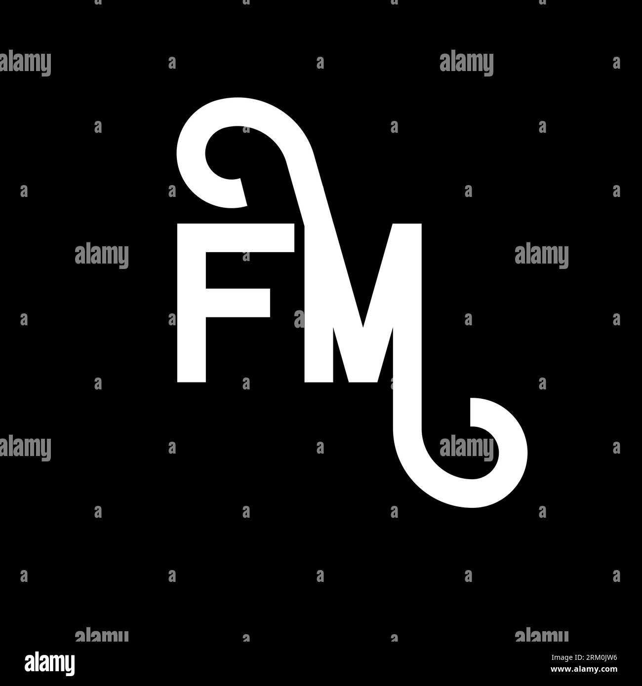 FM letter logo design on black background. FM creative initials letter ...