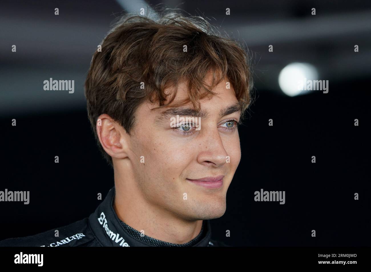 Mercedes' George Russell during an interview following Qualifying ahead ...