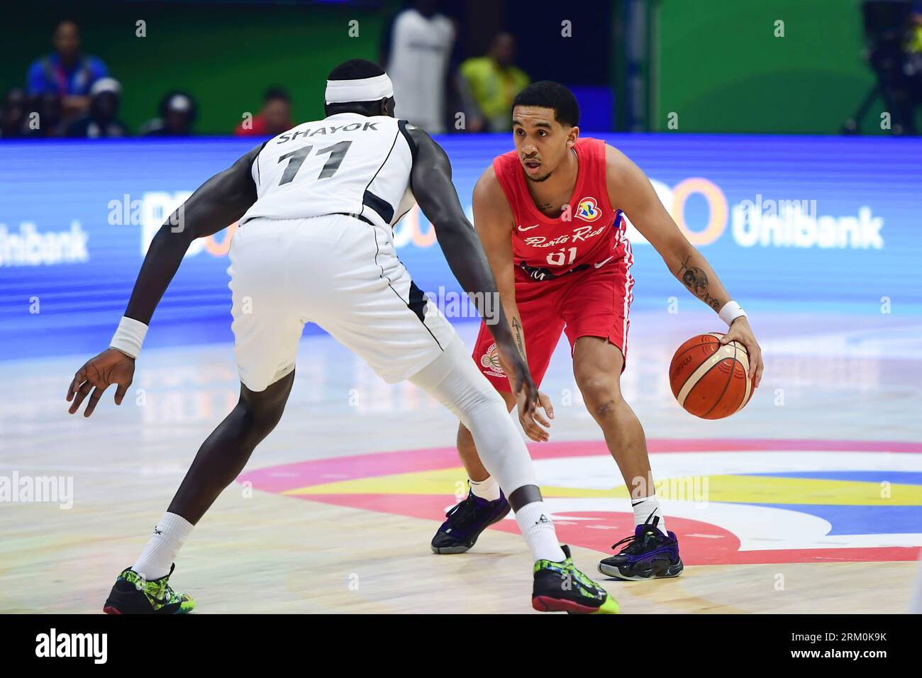 Quezon City, Philippines. 26th Aug, 2023. Marial Shayok (L) of South ...