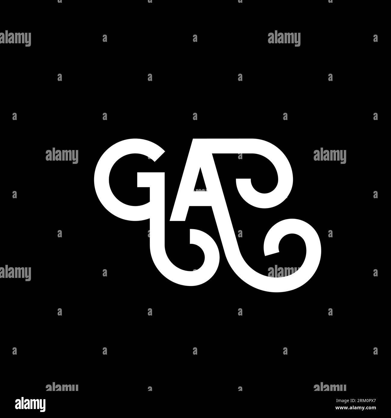 GA letter logo design on black background. GA creative initials letter ...