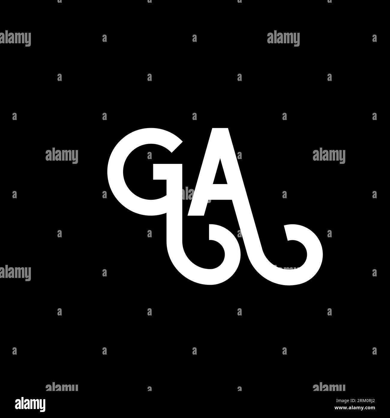 GA letter logo design on black background. GA creative initials letter ...