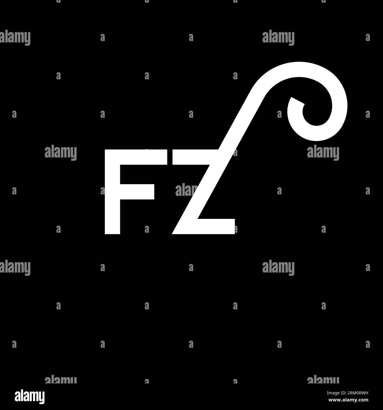 FZ letter logo design on black background. FZ creative initials letter logo concept. fz letter ...