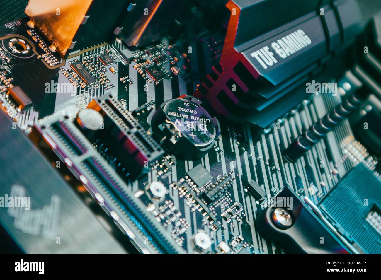 Kyiv, Ukraine - January 05, 2022: Asus Tuf Gaming modern PC motherboard ...