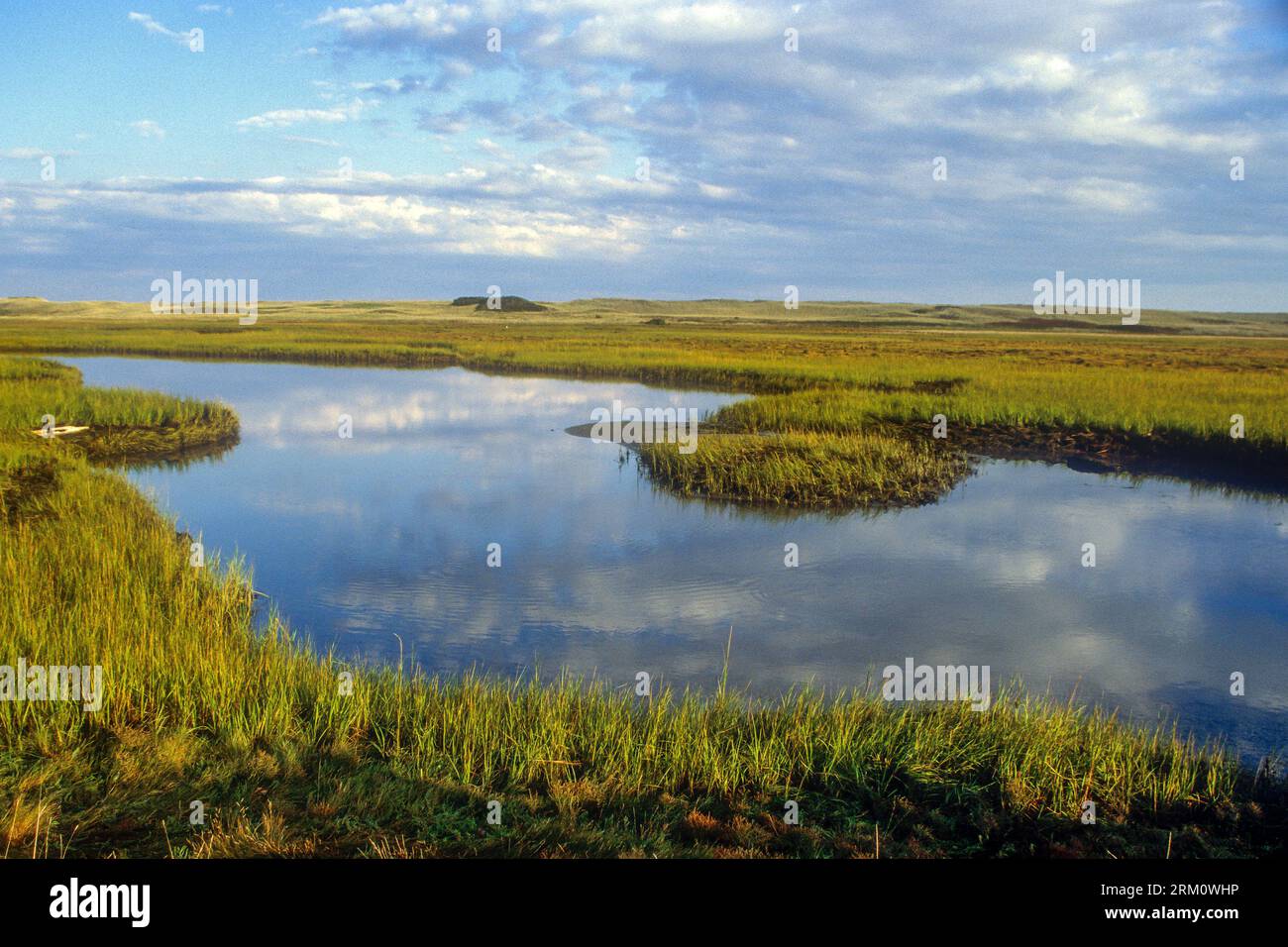 A small salt water pond at Reid State Park in Georgetown, Maine Stock ...