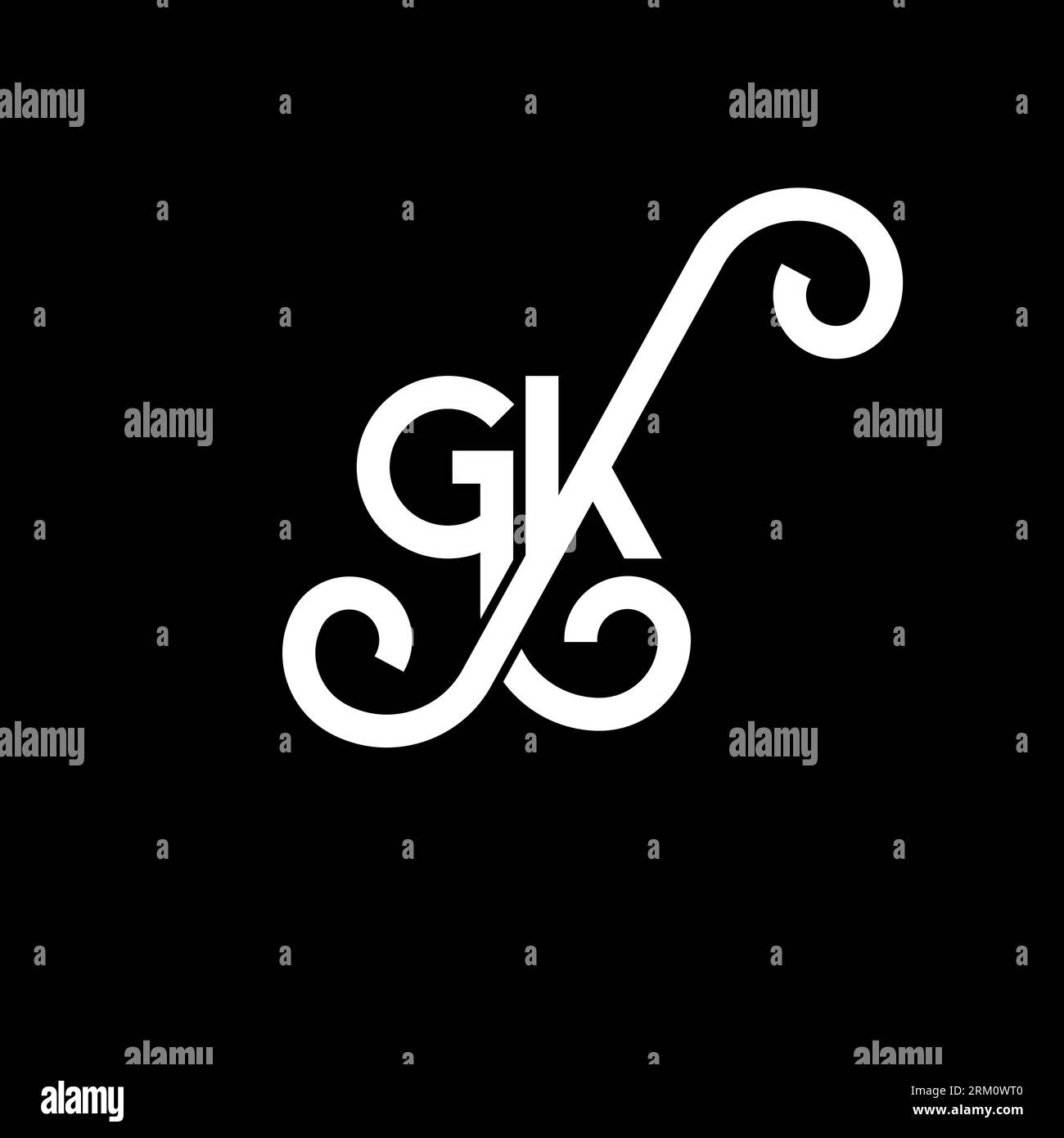 GK letter logo design on black background. GK creative initials letter ...