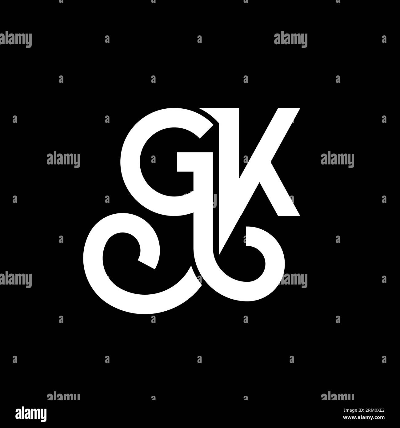 GK letter logo design on black background. GK creative initials letter ...