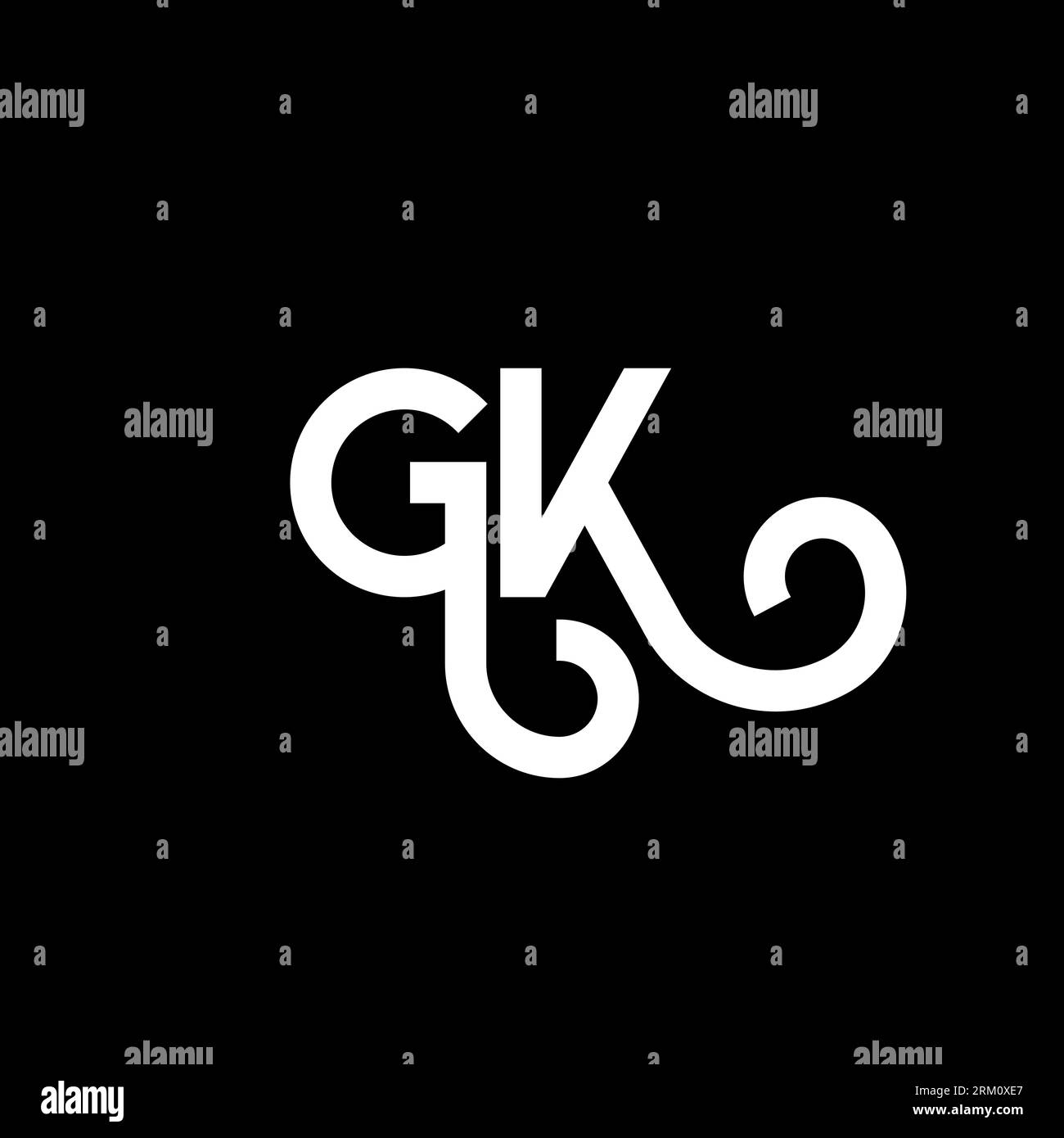 GK letter logo design on black background. GK creative initials letter ...