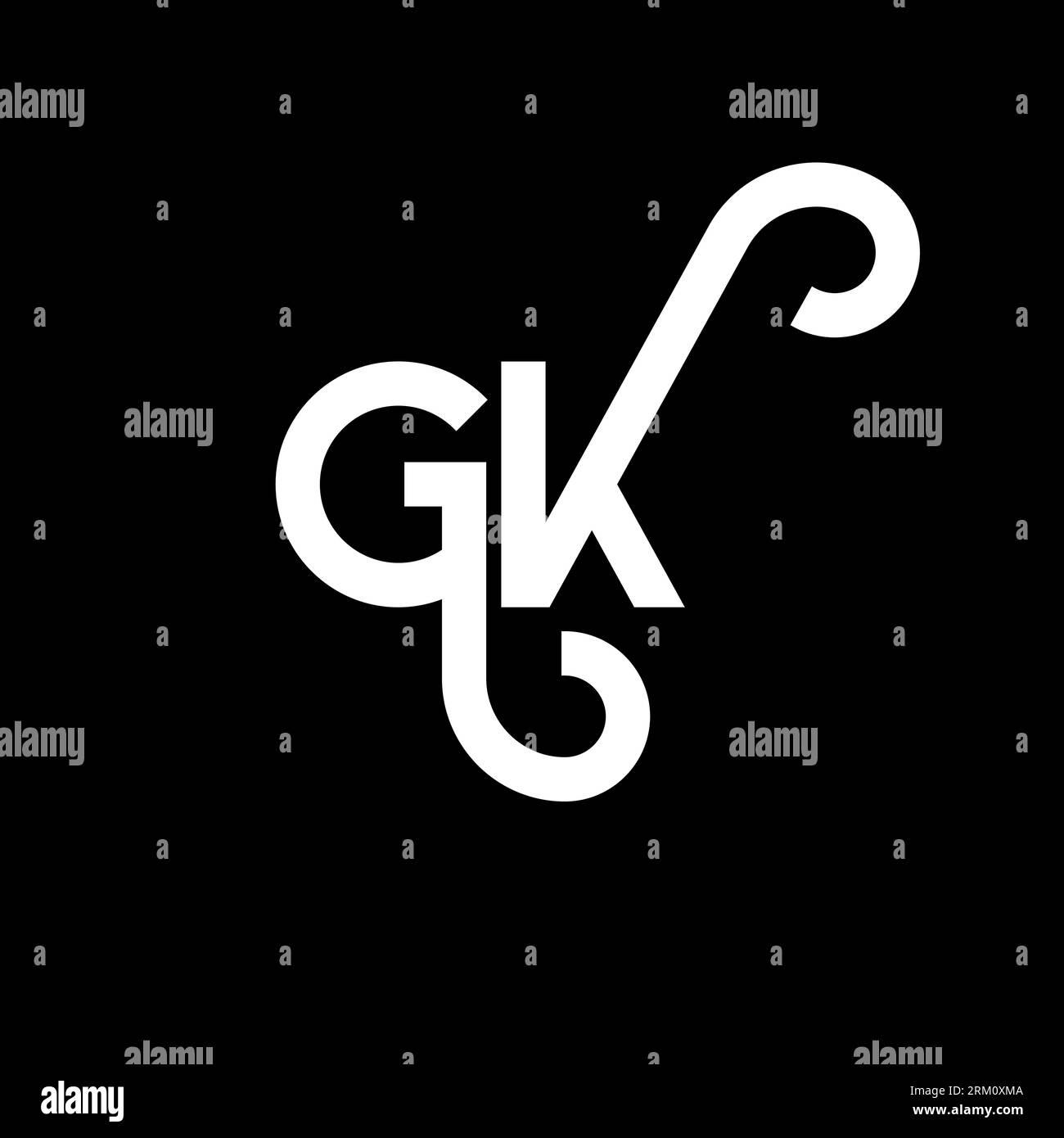 GK letter logo design on black background. GK creative initials letter ...