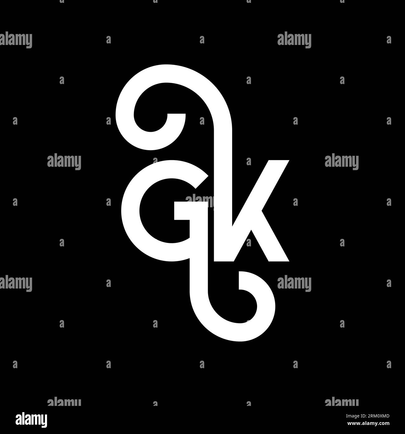 GK letter logo design on black background. GK creative initials letter ...