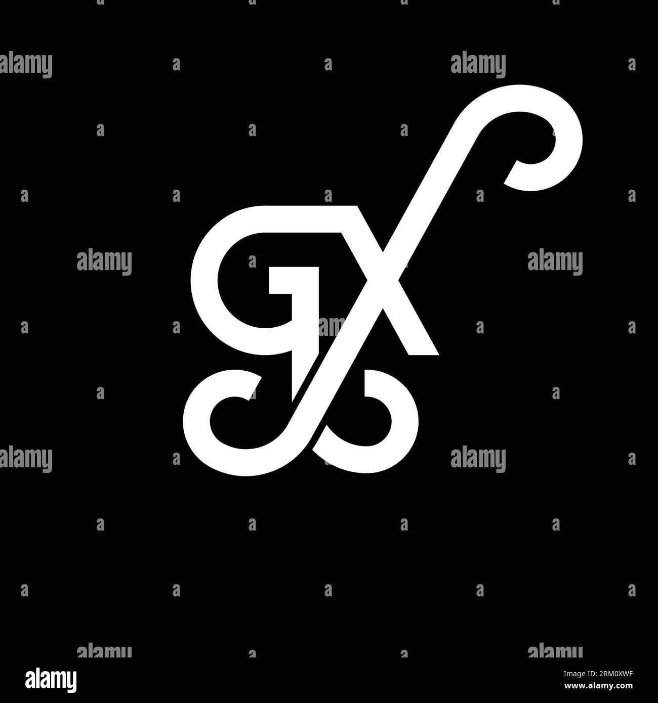 GX letter logo design on black background. GX creative initials letter ...