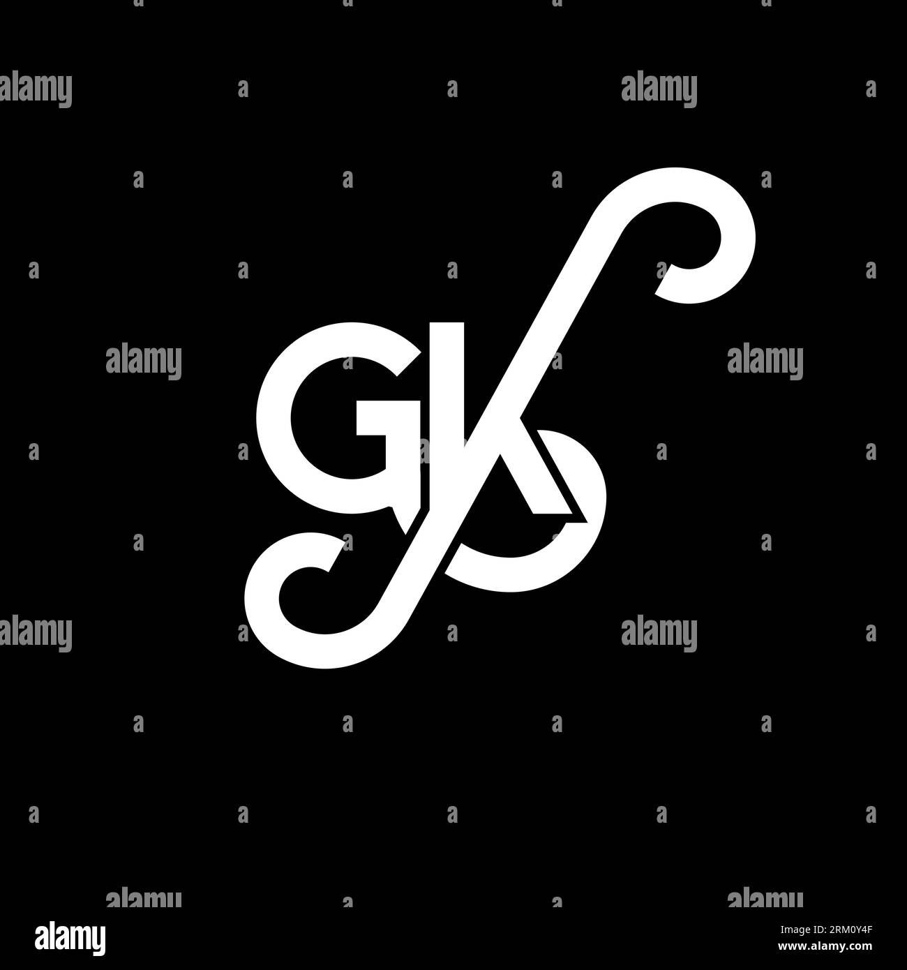 GK letter logo design on black background. GK creative initials letter ...
