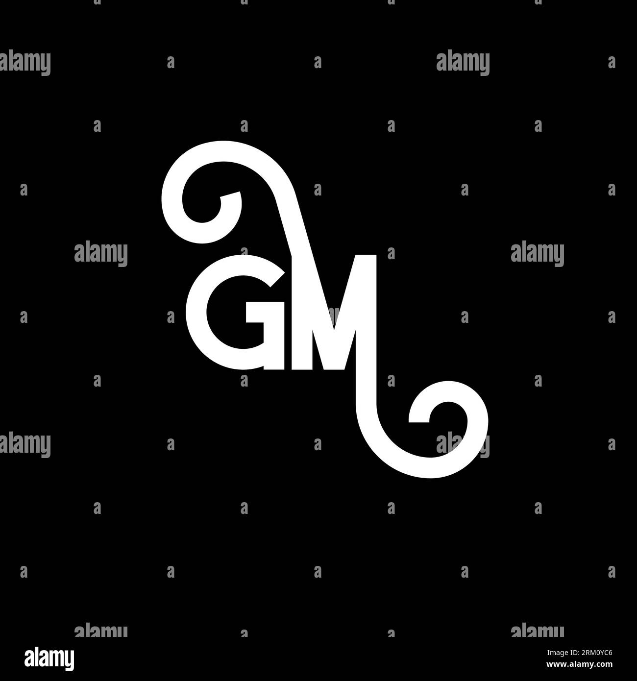 GM letter logo design on black background. GM creative initials letter ...