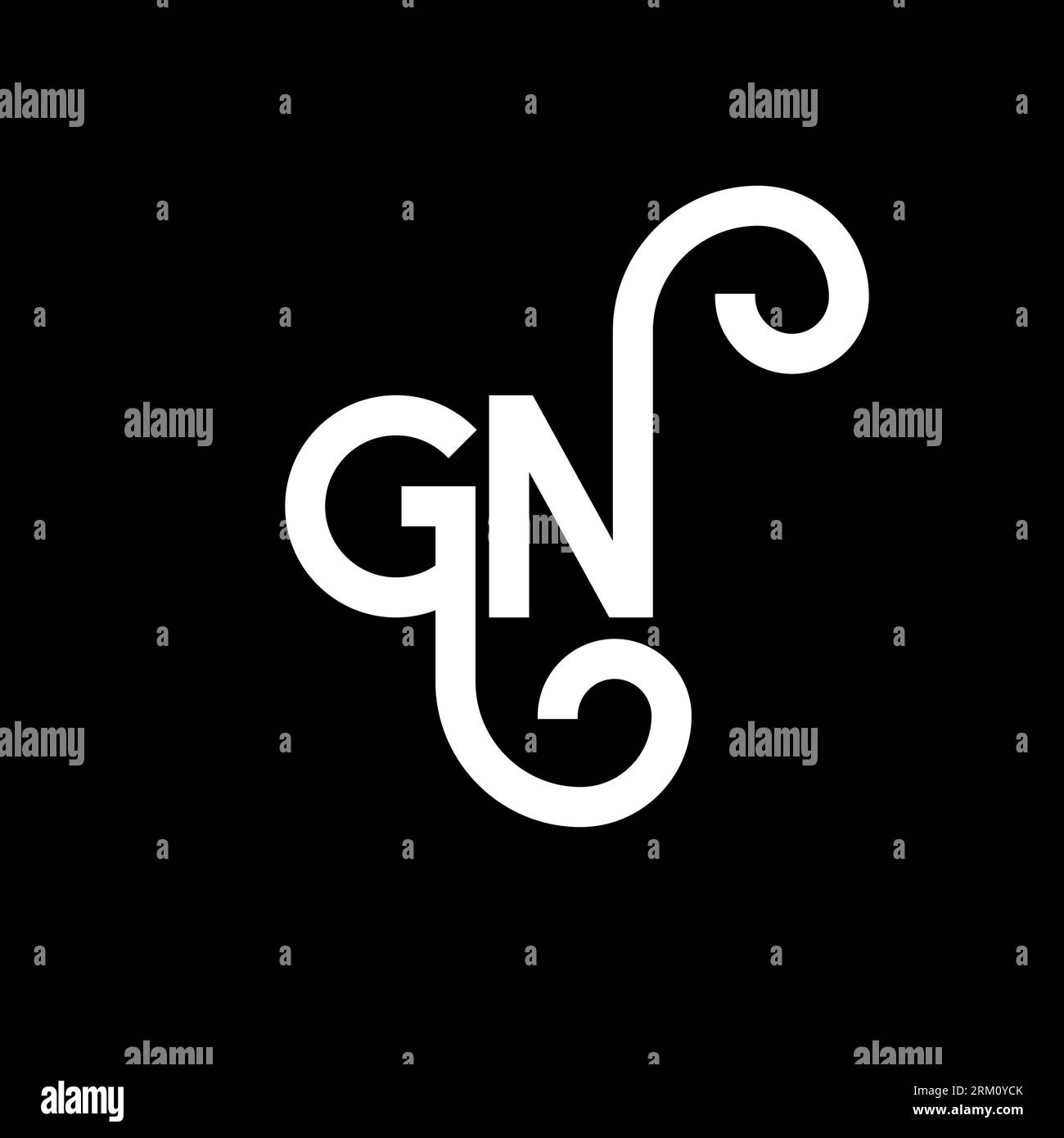 GN letter logo design on black background. GN creative initials letter ...
