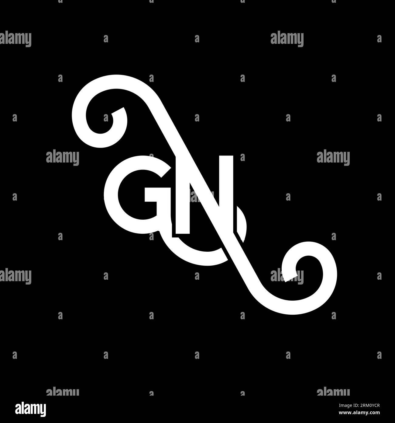GN letter logo design on black background. GN creative initials letter ...