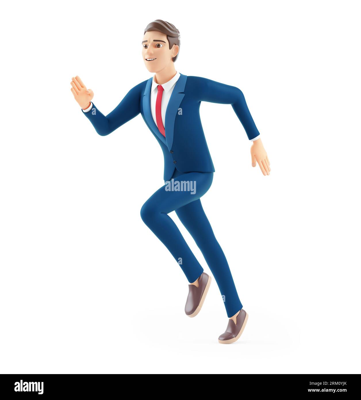 3d cartoon businessman running, illustration isolated on white ...